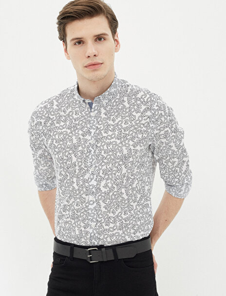 Koton Erkek Yazı Baskılı Gömlek