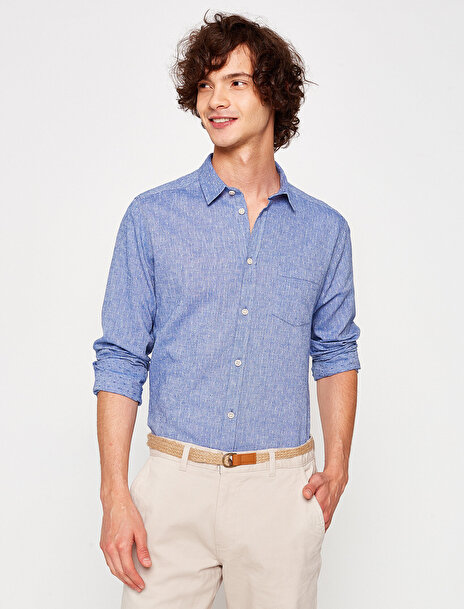 Koton Erkek Cep Detaylı Keten Gömlek