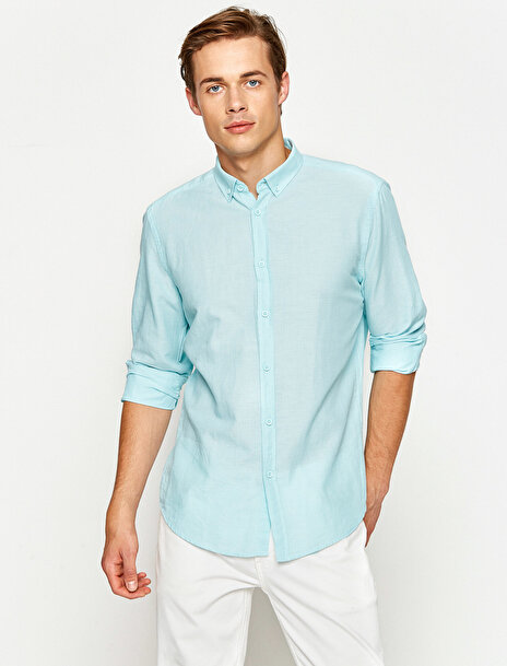 Koton Erkek Keten Klasik Yaka Gömlek