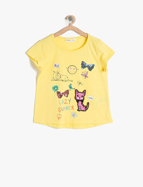 Koton Kız Çocuk 3 Boyutlu T-Shirt Koton Kız Çocuk 3 Boyutlu T-Shirt