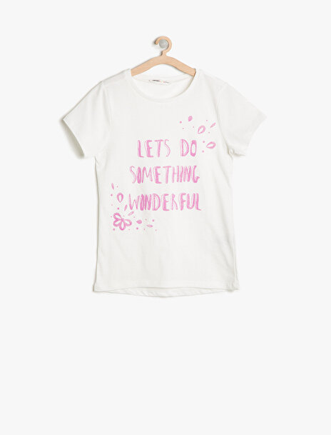 Koton Kız Çocuk Yazılı Baskılı T-Shirt