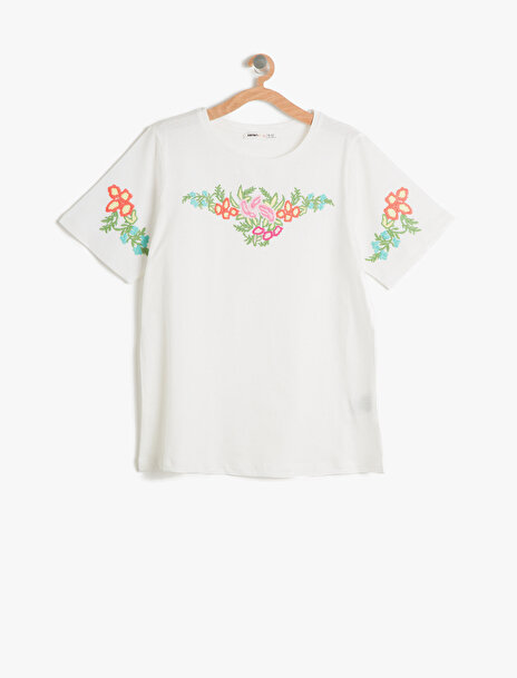 Koton Kız Çocuk İşlemeli T-Shirt