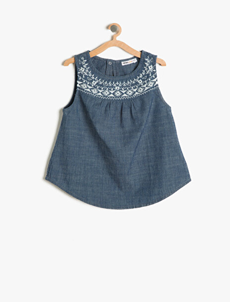 Koton Kız Çocuk İşlemeli Gömlek