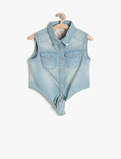 Koton Kız Çocuk Cep Detaylı Jean Gömlek