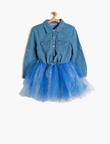 Koton Kız Çocuk Tütülü Jean Elbise