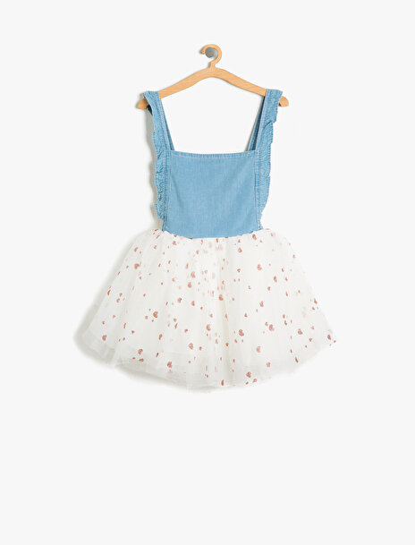 Koton Kız Çocuk Tütülü Jean Elbise