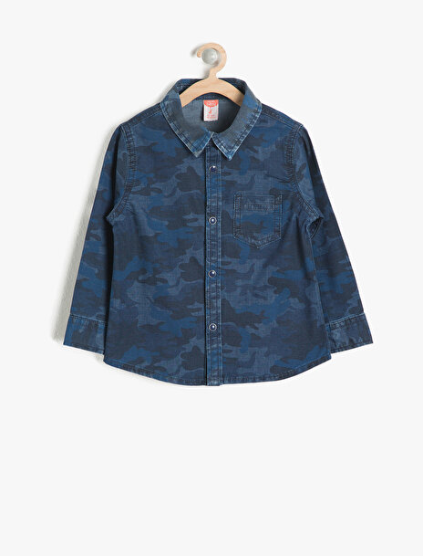 Koton Erkek Çocuk Kamuflaj Desenli Jean Gömlek