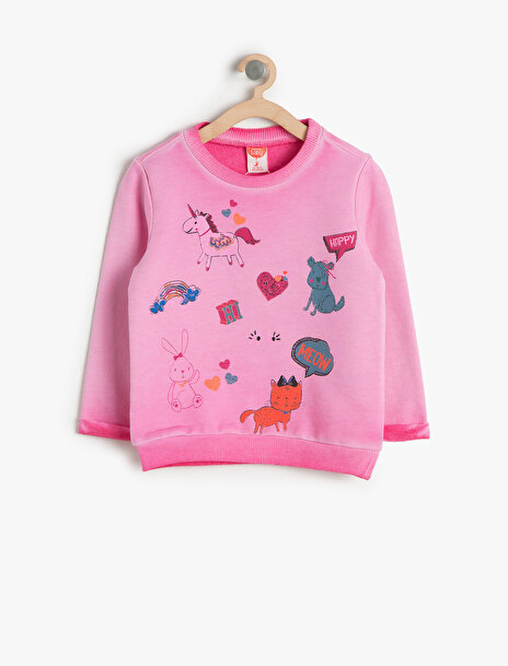 Koton Kız Çocuk Hayvan Baskılı Sweatshirt