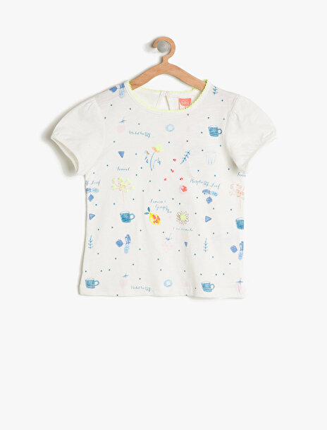 Koton Kız Çocuk İşlemeli T-Shirt