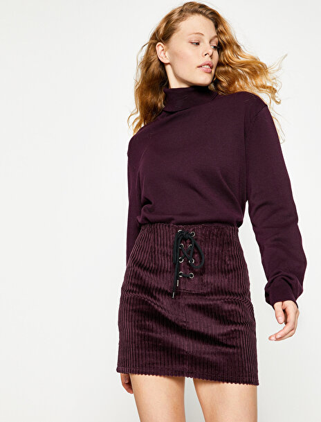 Koton Kadın Beli Bağlamalı Kadife Etek