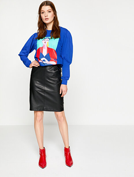 Koton Kadın Deri Görünümlü Etek