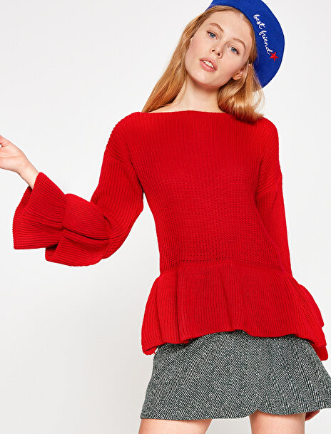 Koton Kadın Kol Detaylı Triko Kazak