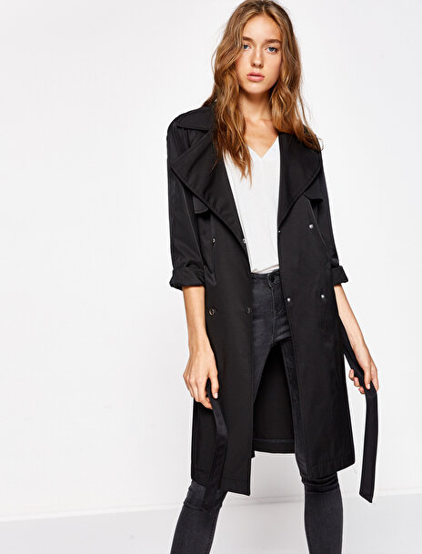 Koton Kadın Mevsimlik Kemer Detaylı Pardösü