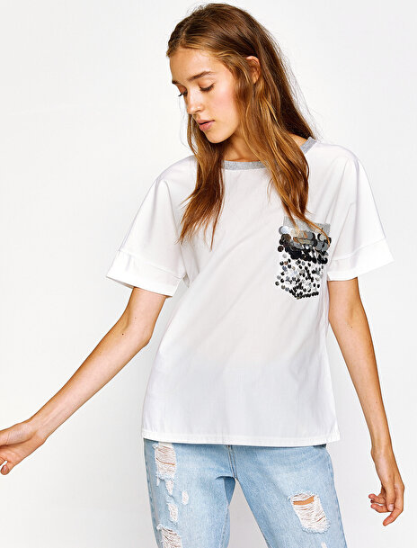Koton Kadın Pul Detaylı T-Shirt