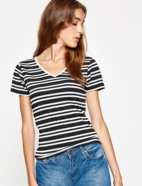 Koton Kadın Çizgili T-shirt