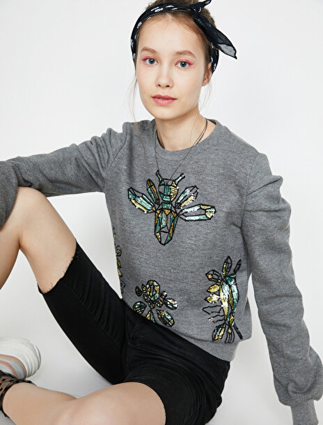 Koton Ole Genç Kız İşlemeli Sweatshirt