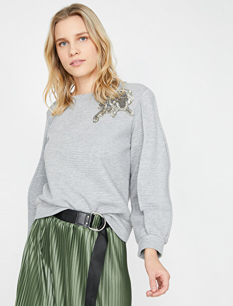 Koton Kadın Boncuk İşlemeli Sweatshirt