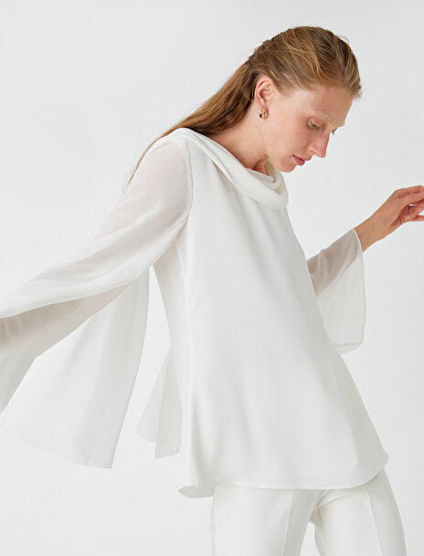 Koton Kadın Tül Detaylı Bluz Koton Kadın Tül Detaylı Bluz