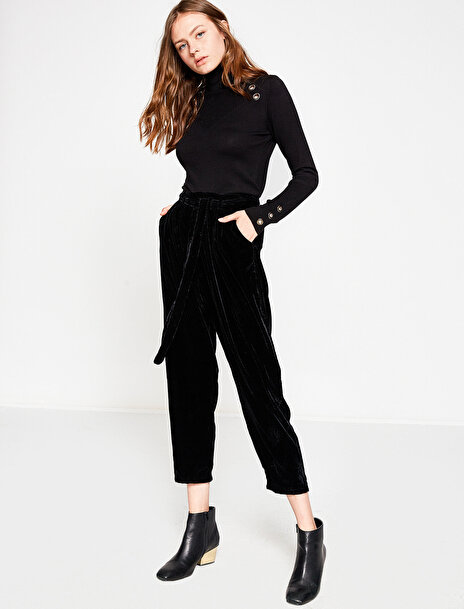 Koton Kadın Beli Bağlamalı Kadife Pantolon