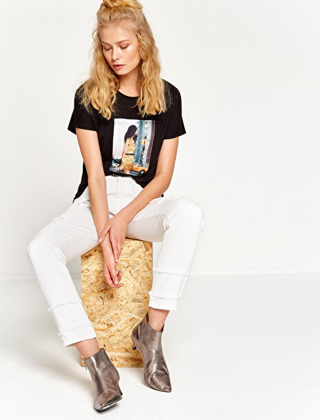 Koton Kadın Girlfriend Jean - Düşük Bel Rahat Kesim Düz Paça Pantolon