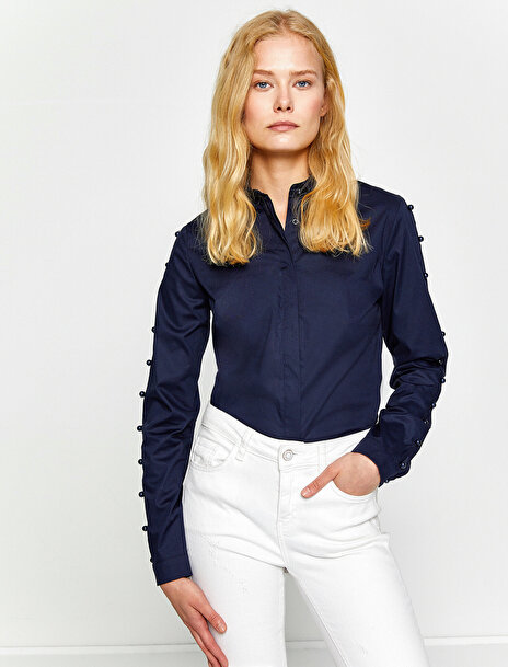 Koton Kadın Boncuk Detaylı Gömlek