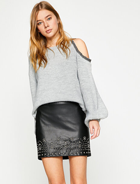 Koton Kadın Zımba Detaylı Etek