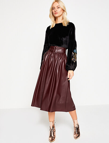 Koton Kadın Deri Görünümlü Etek