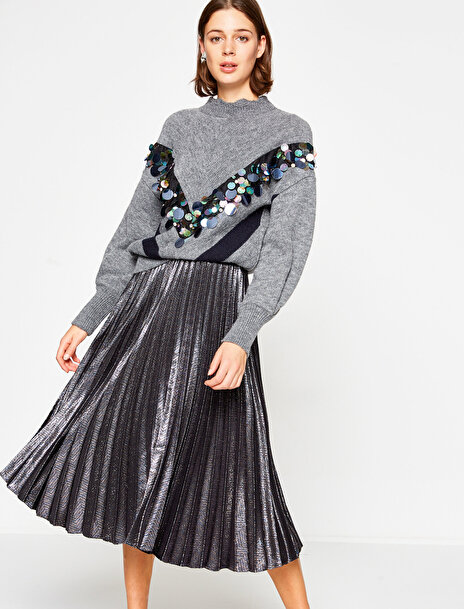 Koton Kadın Simli Pilili Etek