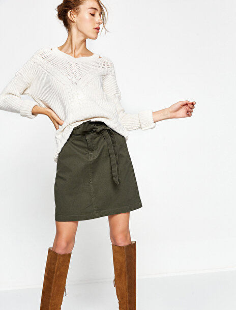 Koton Kadın Beli Bağlamalı Mini Etek