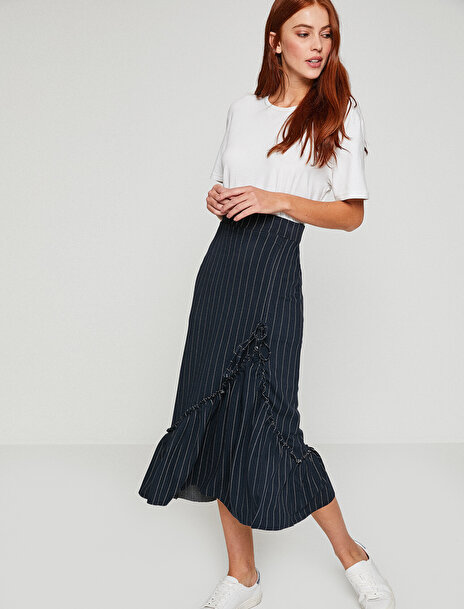 Koton Kadın Çizgili Uzun etek