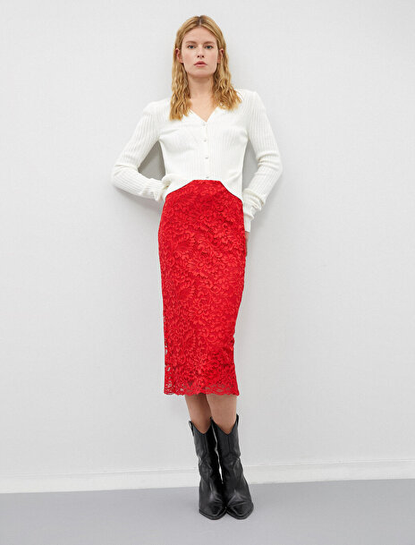 Koton Kadın Kalem Etek Dantelli