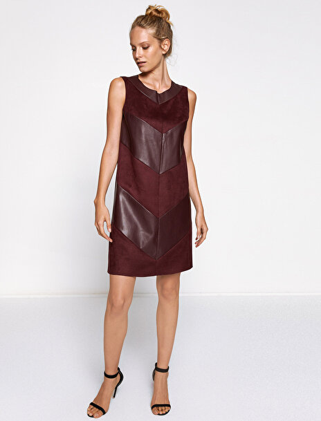 Koton Kadın Deri Detaylı Elbise