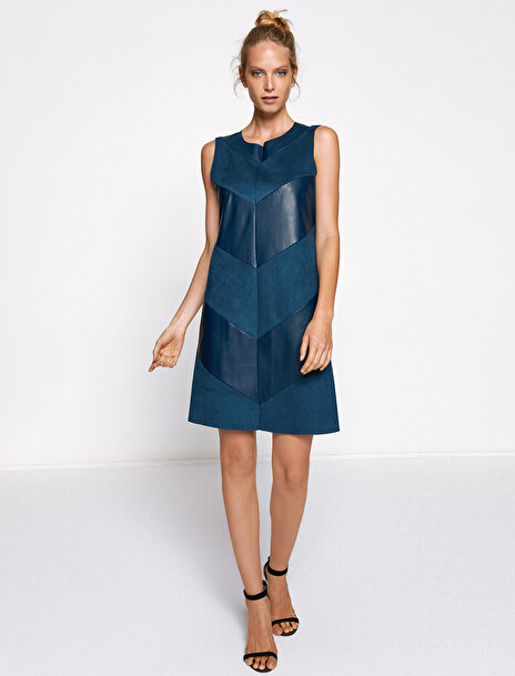 Koton Kadın Deri Detaylı Elbise