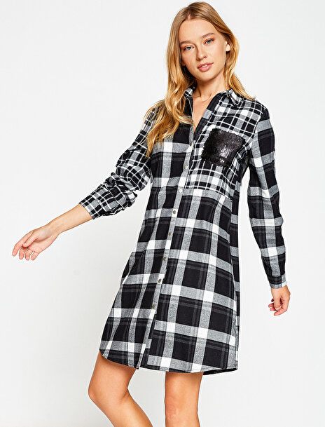 Koton Kadın Kareli Elbise