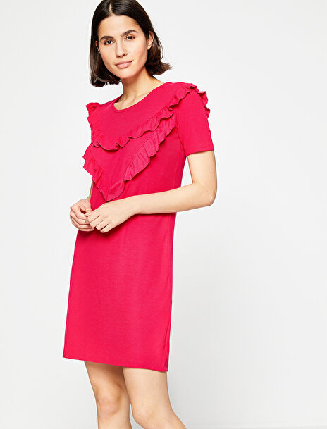 Koton Kadın Fırfır Detaylı Elbise