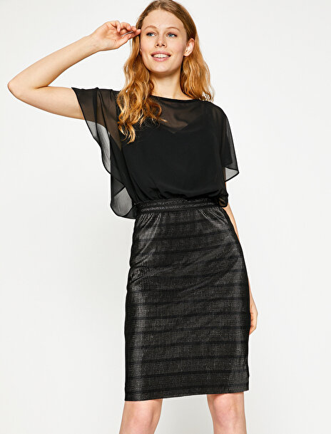 Koton Kadın Tül Detaylı Elbise Abiye