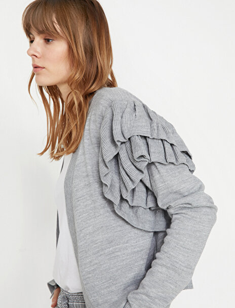 Koton Kadın Fırfır Detaylı Triko Hırka