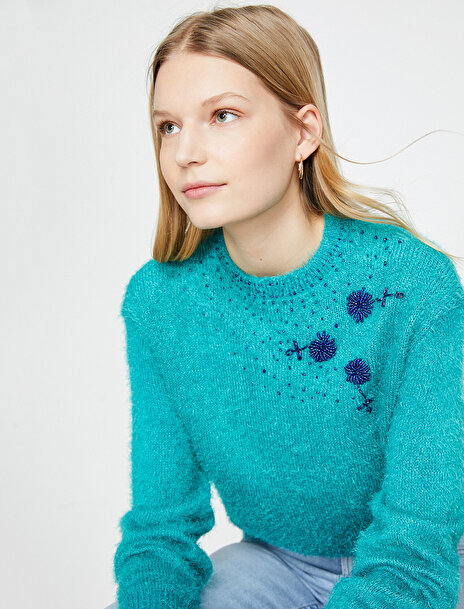 Koton Kadın Boncuk İşlemeli Triko Kazak