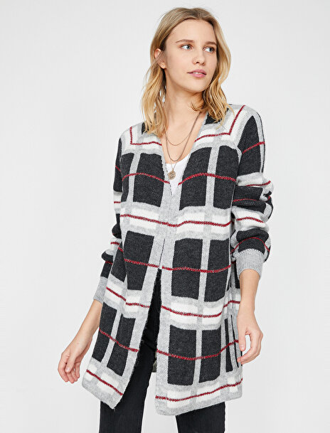 Koton Kadın Kareli Triko Hırka