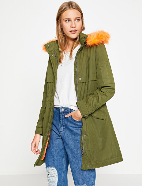 Koton Kadın Suni Kürk Detaylı Parka