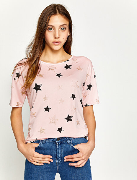 Koton Kadın Yıldız Baskılı T-Shirt