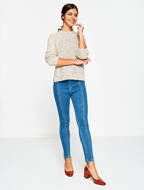 Koton Kadın Legging Jean -Yüksek Bel Dar Kesim Dar Paça Pantolon