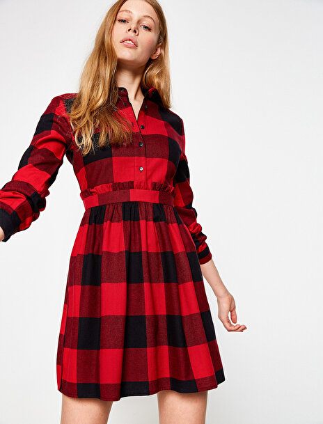 Koton Kadın Kareli Elbise