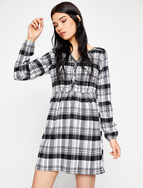 Koton Kadın Kareli Elbise