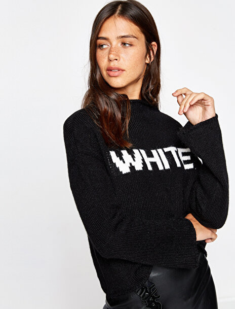 Koton Kadın Yazılı Baskılı Triko Kazak Koton Kadın Yazılı Baskılı Triko Kazak