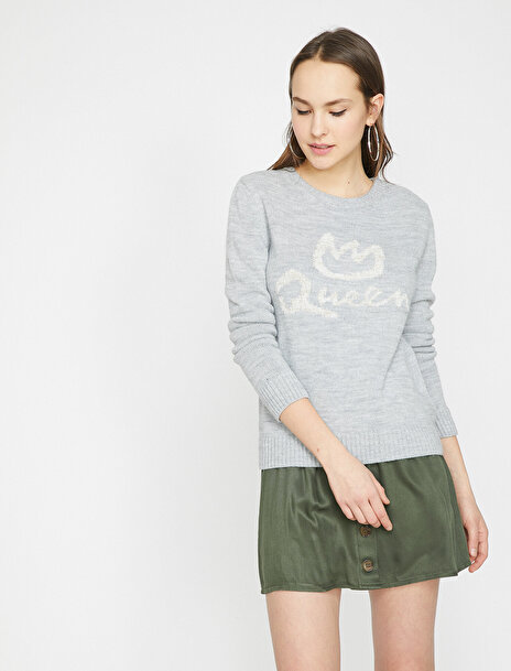 Koton Ole Genç Kız Desenli Triko Kazak