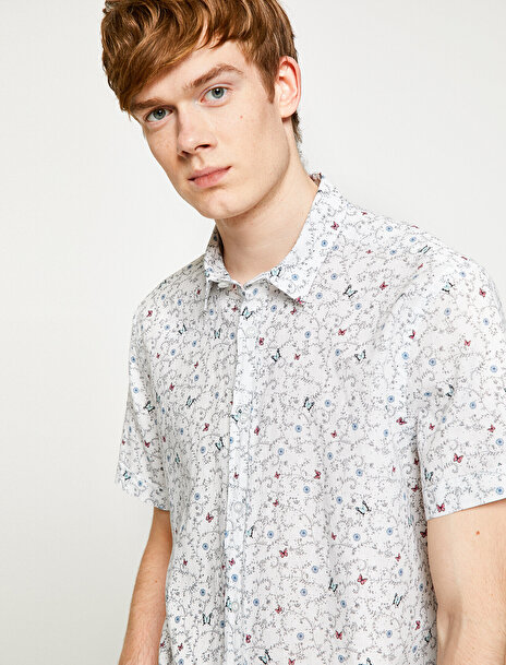 Koton Erkek Desenli Keten Gömlek