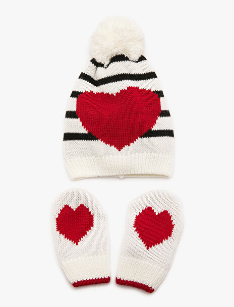 Koton Kız Çocuk Desenli Bere Takımı