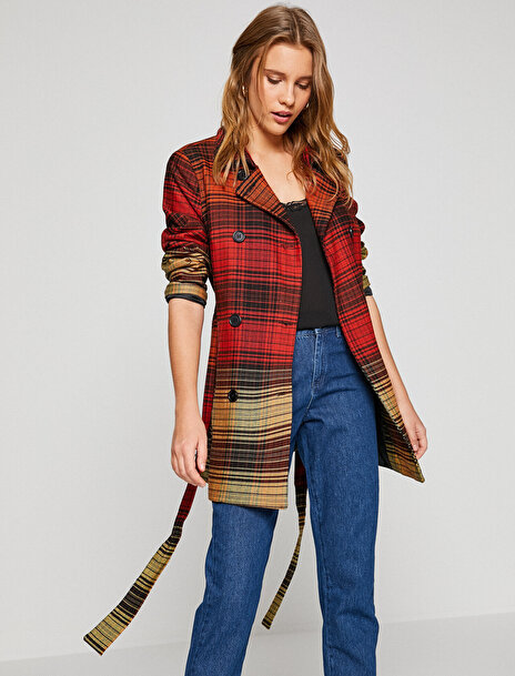 Koton Kadın Kareli Kaban