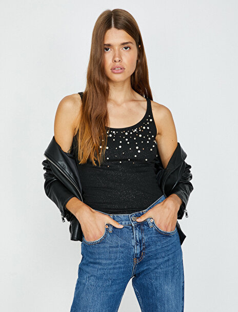 Koton Kadın İnci Detaylı T-Shirt